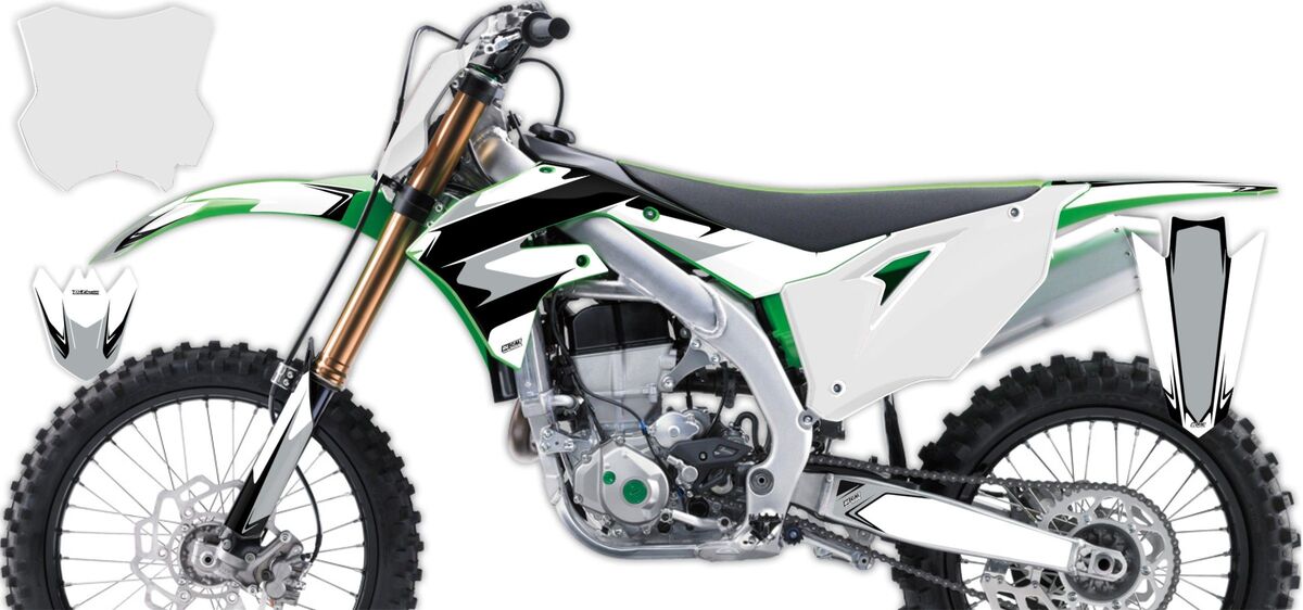 Kawasaki KX450F White/Black T-4 Semi Custom Rad Graphics Kit
