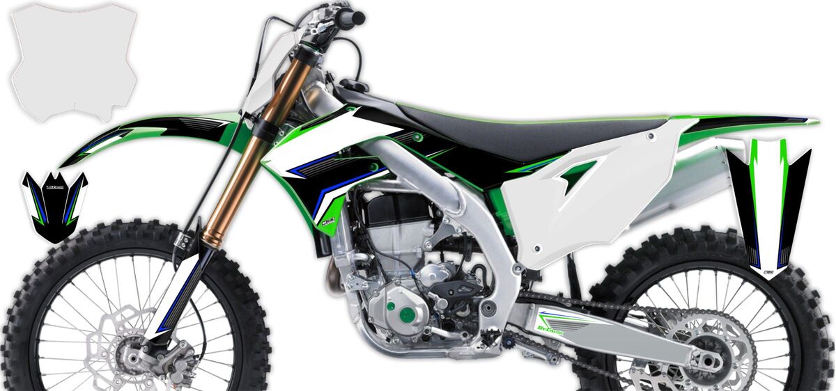Kawasaki KX450F Black/White T-12 Semi Custom Complete Graphics Kit