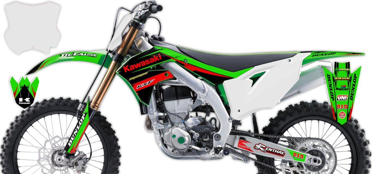 Kawasaki KX450F Black/Green T-15 Ready Made Full Graphics Kit