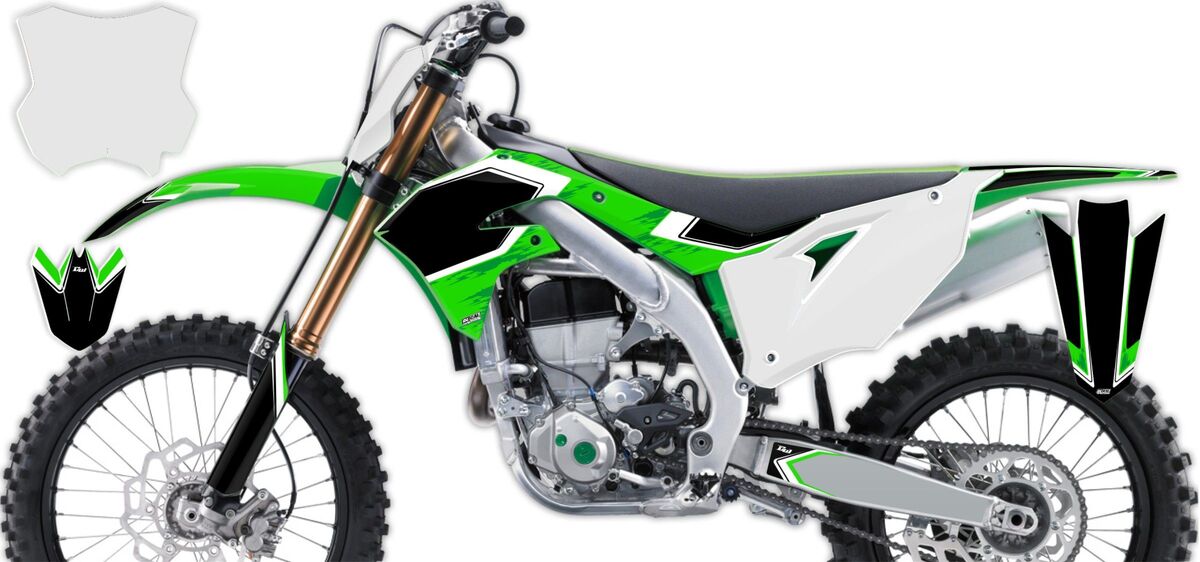 Kawasaki KX450F Green/Black T-17 Semi Custom Complete Graphics Kit