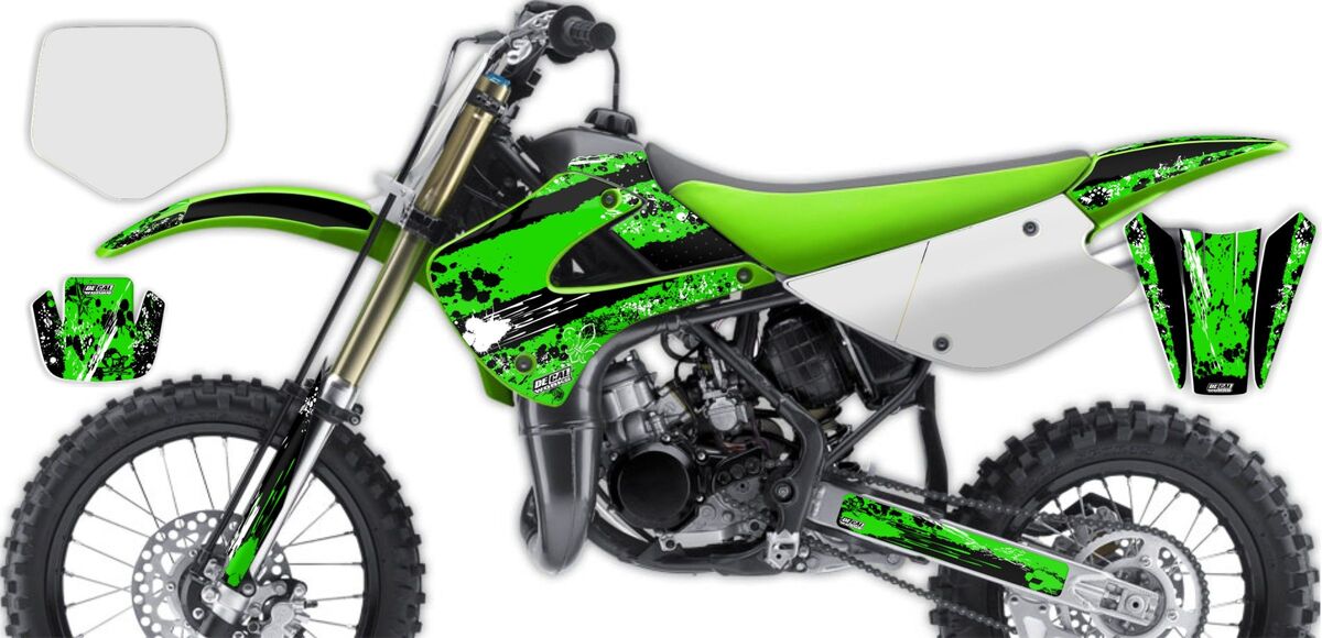 Kawasaki KX85 Black/Green T-5 Semi Custom Full Graphics Kit