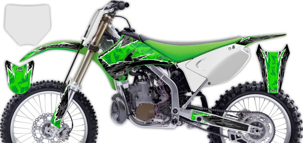 Kawasaki KX Black/Grey T-10 Semi Custom Full Graphics Kit