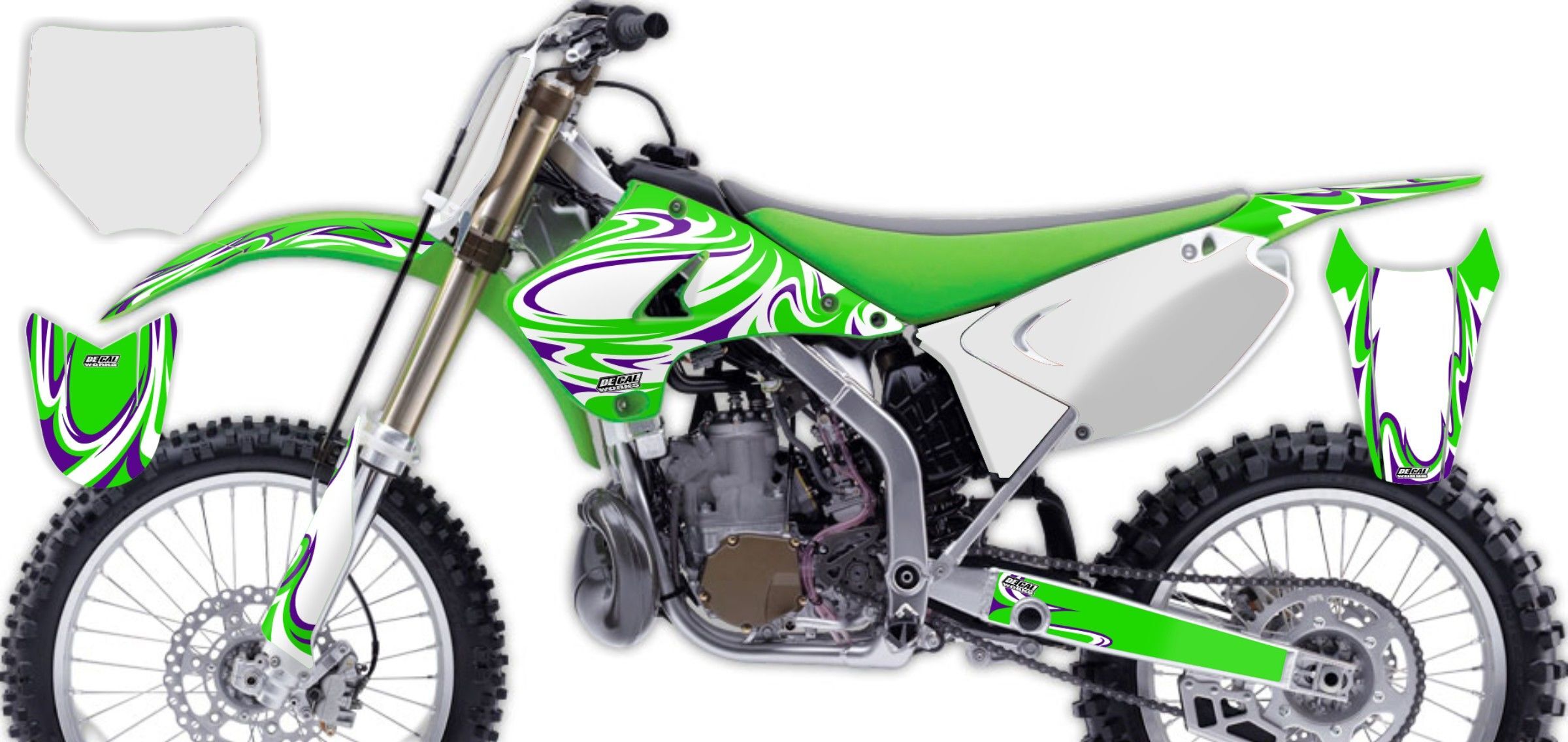 Kawasaki KX Green/White T-7 Semi Custom Complete Graphics Kit