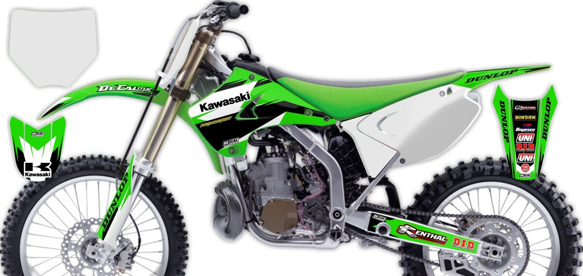 Kawasaki KX Green/Black T-3 Ready Made Full Graphics Kit