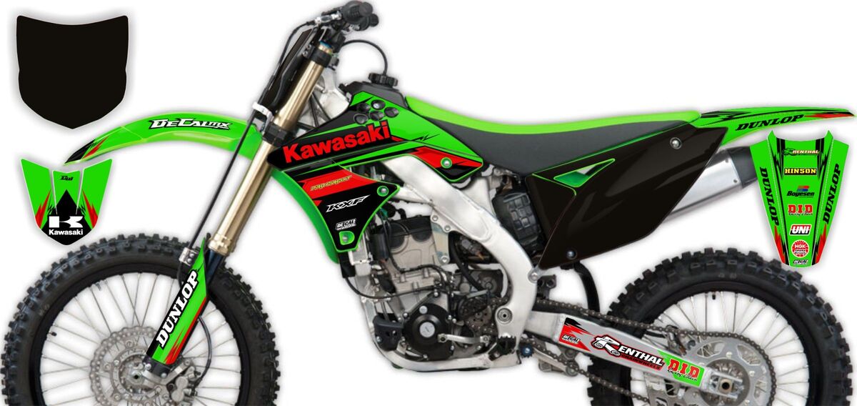 Kawasaki KX250F Black/Green T-15 Ready Made Full Graphics Kit