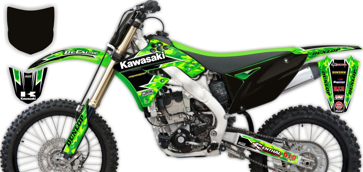 Kawasaki KX250F Green/Black Traditional Camo Ready Made Full Graphics Kit