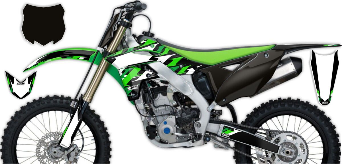 Kawasaki KX250F Black/White T-6 Semi Custom Full Graphics Kit