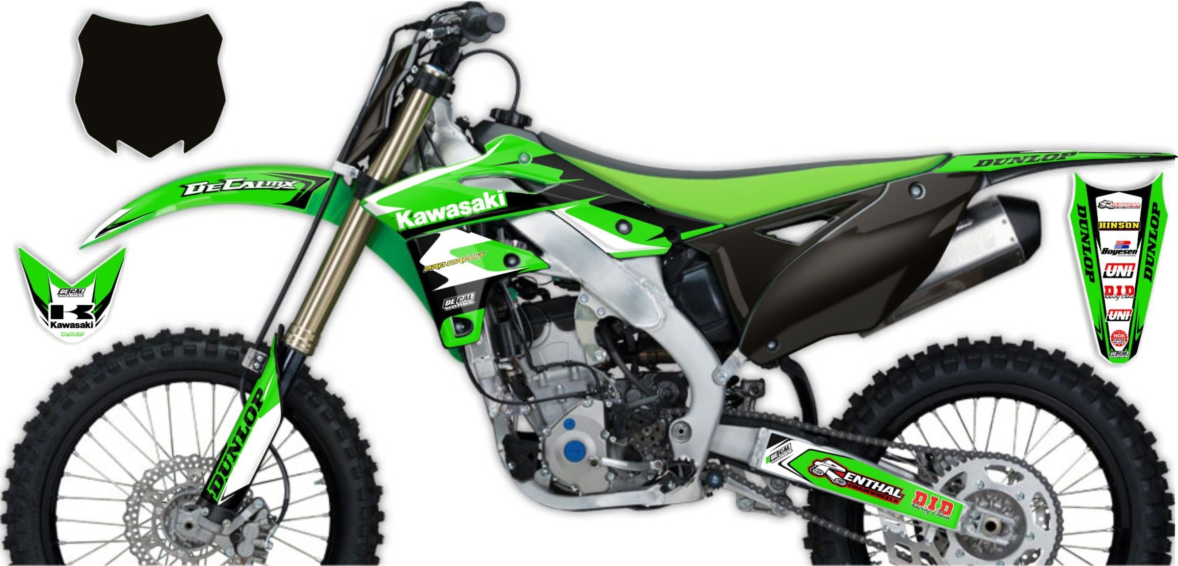 Kawasaki KX250F Green/Black T-4 Ready Made Full Graphics Kit