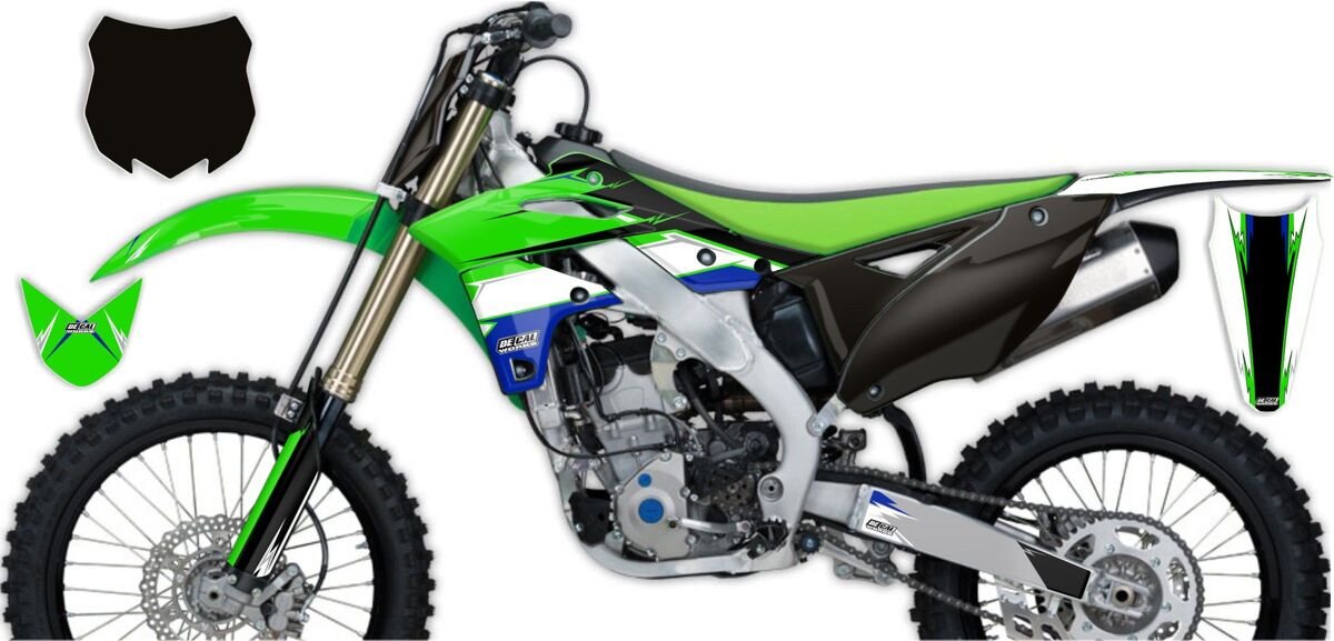 Kawasaki KX250F Green/Black T-15 Semi Custom Complete Graphics Kit