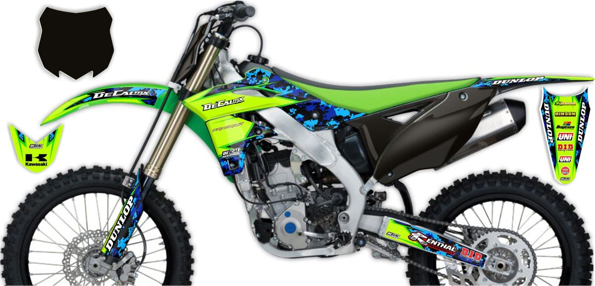 Kawasaki KX250F Black/Toxic Digital Camo Ready Made Rad Graphics Kit