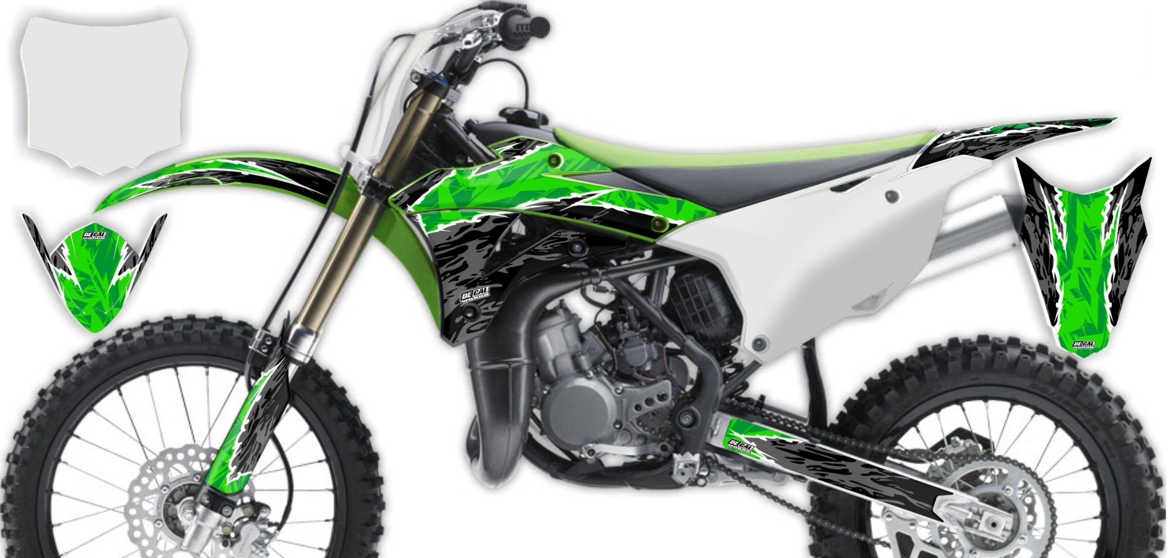 Kawasaki KX85 Black/Grey T-10 Number Plate Graphics Kit with Airbox