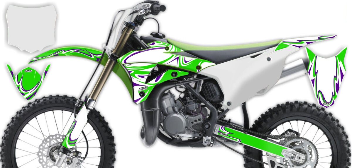 Kawasaki KX85 Green/White T-7 Semi Custom Full Graphics Kit