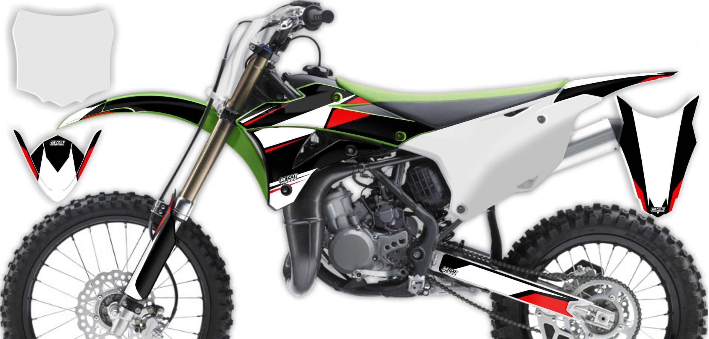 Kawasaki KX85 Black/White T-1 Semi Custom Complete Graphics Kit