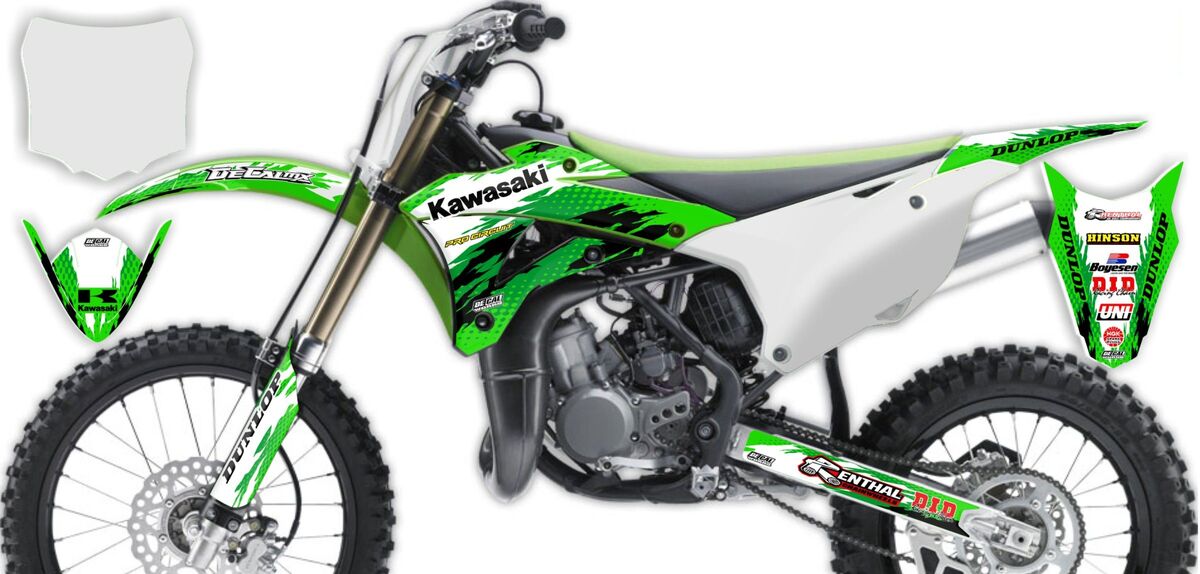 Kawasaki KX85 Green/White T-8 Ready Made Full Graphics Kit