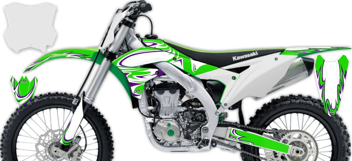Kawasaki KX450F Green/White T-7 Semi Custom Full Graphics Kit
