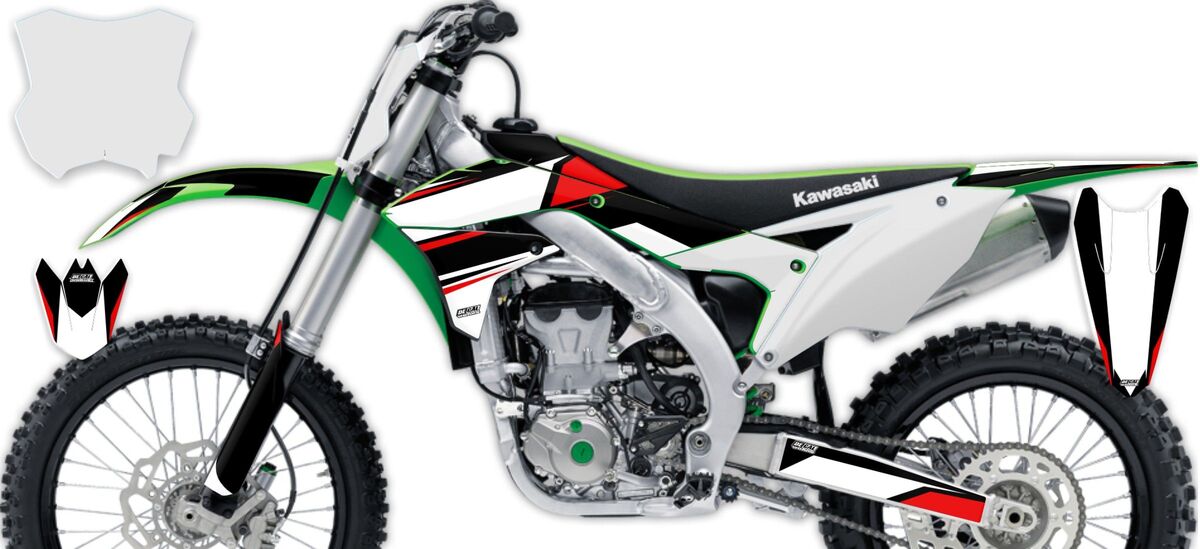 Kawasaki KX450F Black/White T-1 Semi Custom Full Graphics Kit