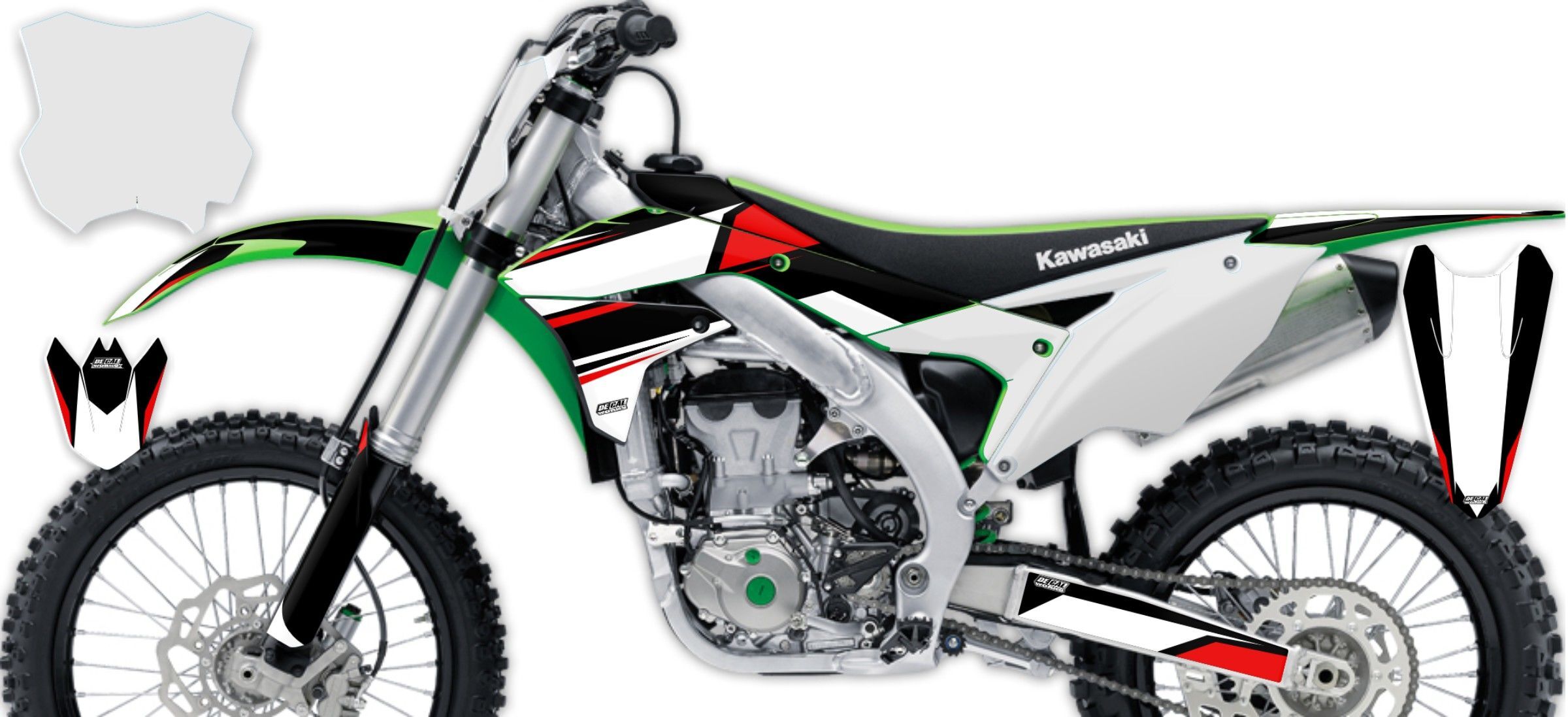 Kawasaki KX450F Black/White T-1 Semi Custom Full Graphics Kit