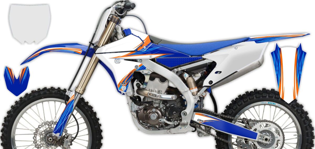 Yamaha YZ450F Blue/White T-9 Semi Custom Complete Graphics Kit