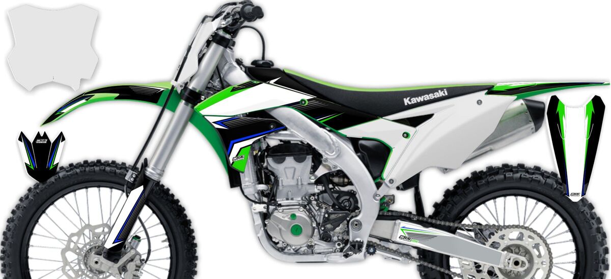 Kawasaki KX450F Black/White T-12 Semi Custom Full Graphics Kit