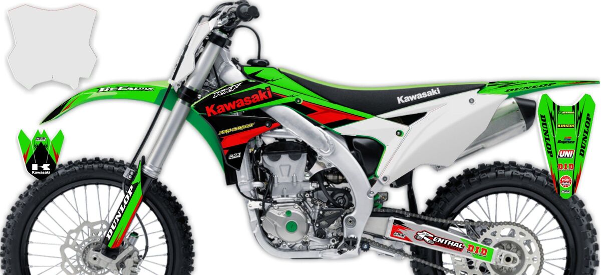 Kawasaki KX450F Black/Green T-15 Ready Made Full Graphics Kit