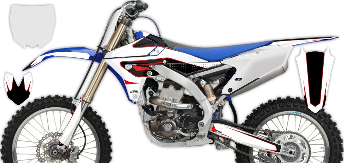 Yamaha YZ450F White/Black T-2 Semi Custom Full Graphics Kit