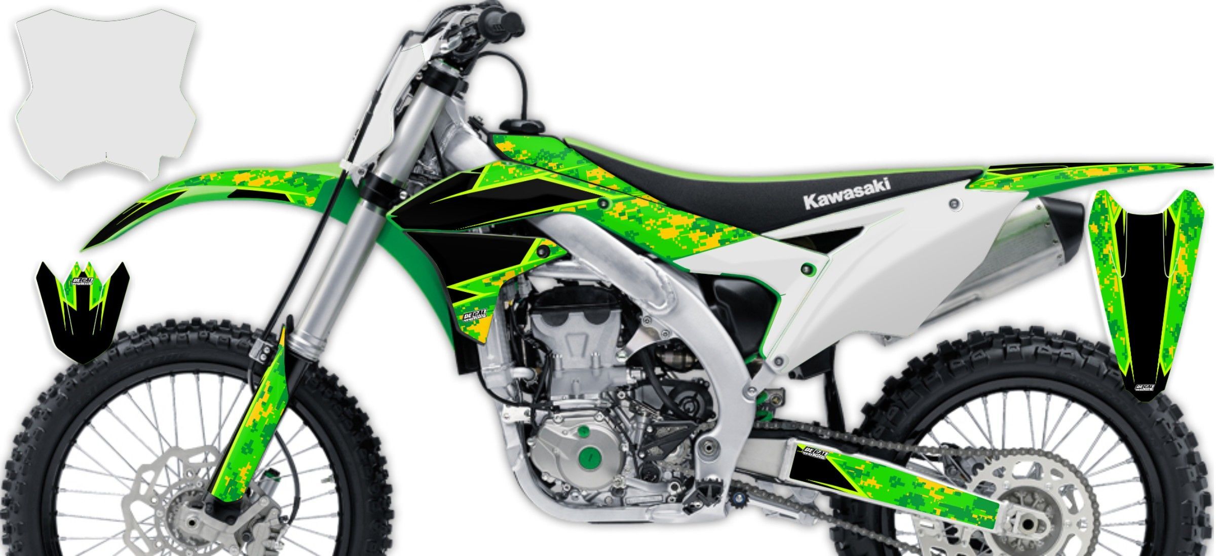 Kawasaki KX450F Green/Black Digital Camo Number Plate Graphics Kit with ...
