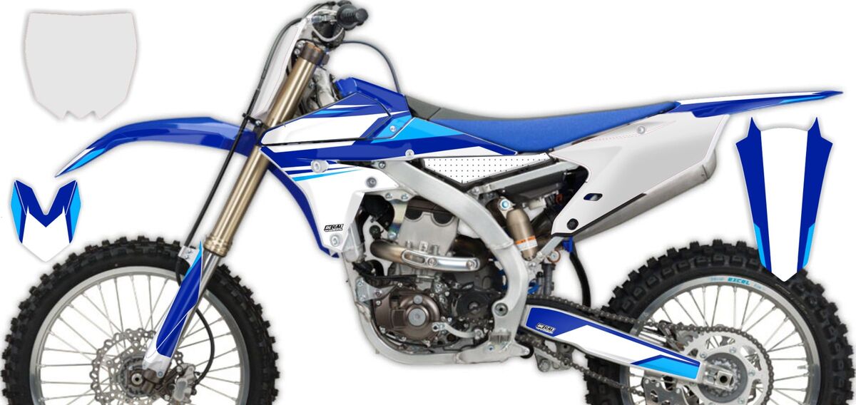 Yamaha YZ450F Blue/White T-1 Semi Custom Complete Graphics Kit