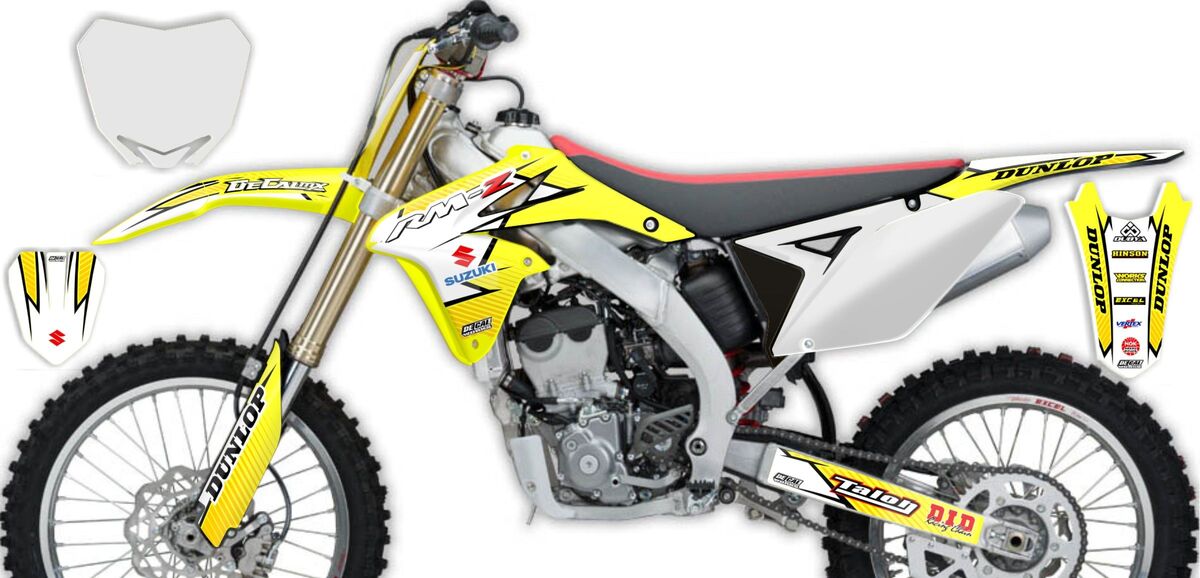 Suzuki RMZ250 Yellow/White T-11 Ready Made Rad Graphics Kit
