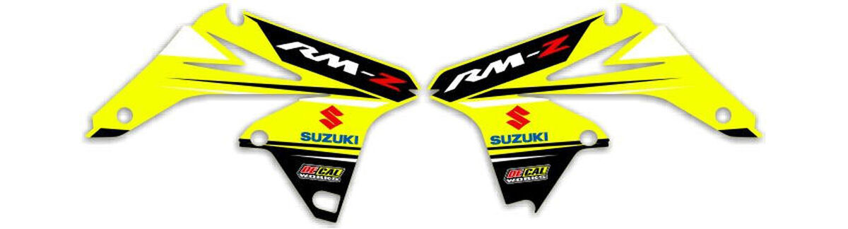 Suzuki RM85 Yellow/Black T-1 Number Plate Graphics Kit with Airbox