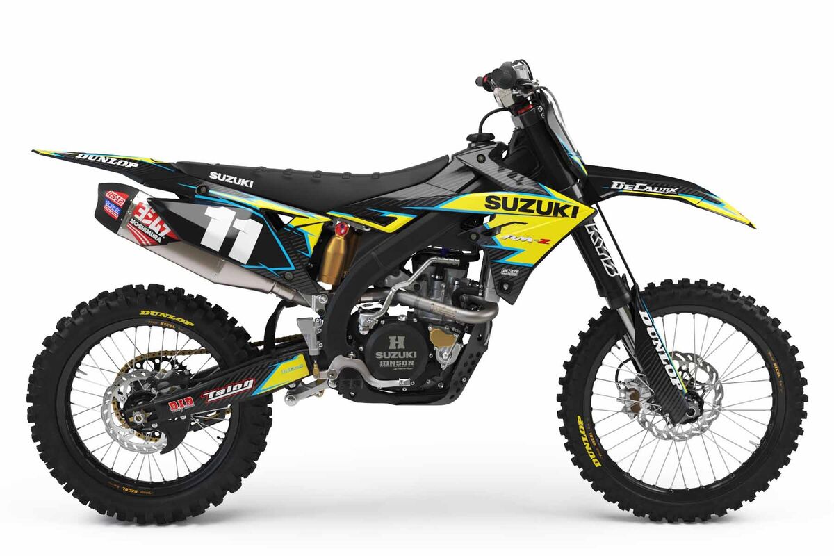 Suzuki RM125 Yellow/White T-11 Ready Made Complete Graphics Kit