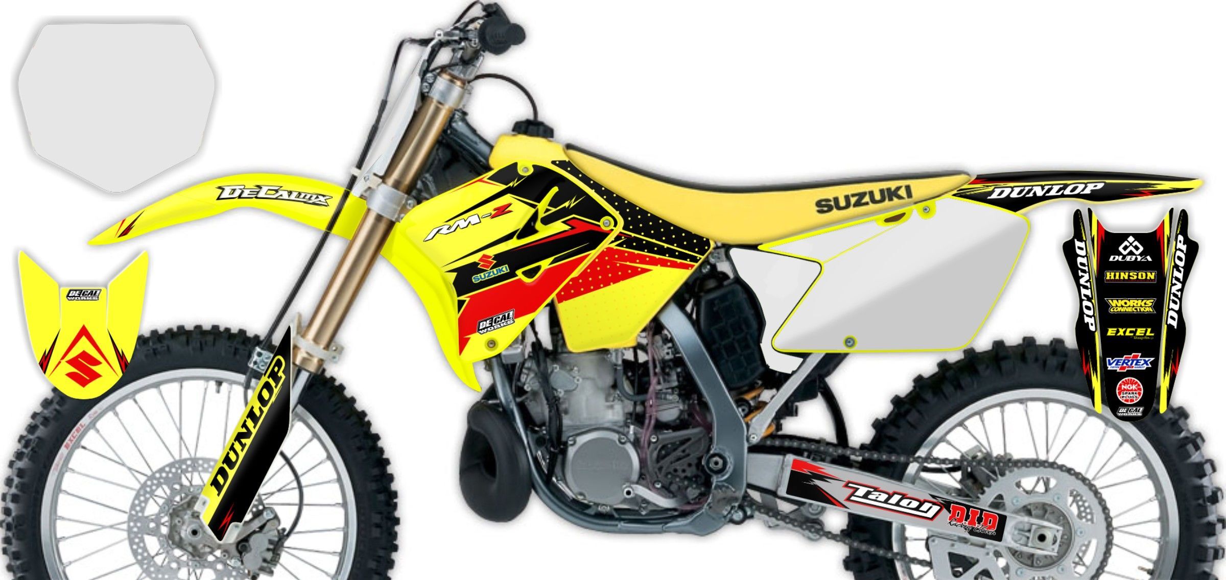 Suzuki RM125 Yellow/Black T-15 Ready Made Full Graphics Kit