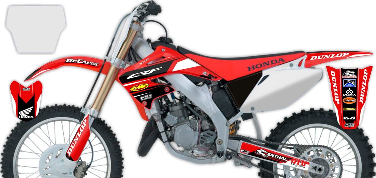 Honda CR125 Red/Black T-1 Number Plate Graphics Kit with Airbox