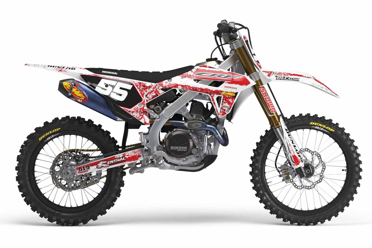 Honda CR125 Red/Black T-5 Ready Made Complete Graphics Kit