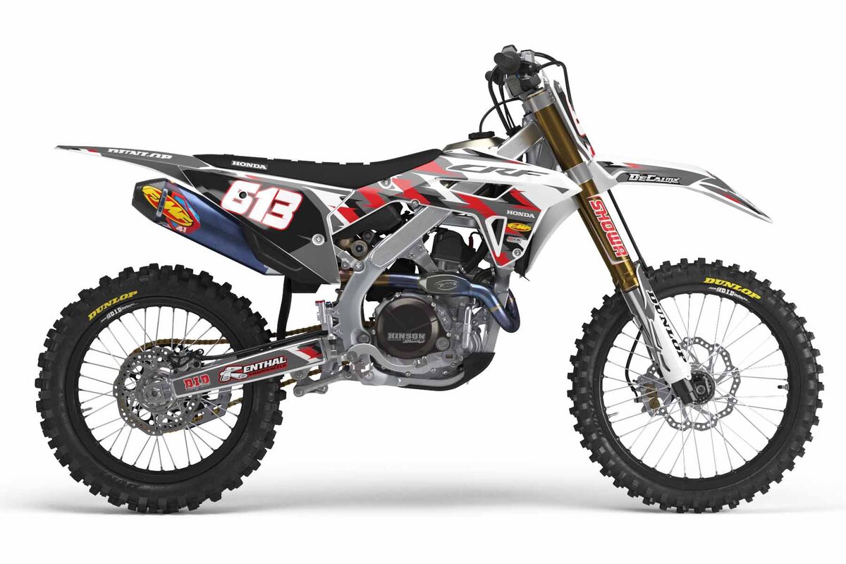 Honda CR125 Red/Blue T-6 Semi Custom Complete Graphics Kit