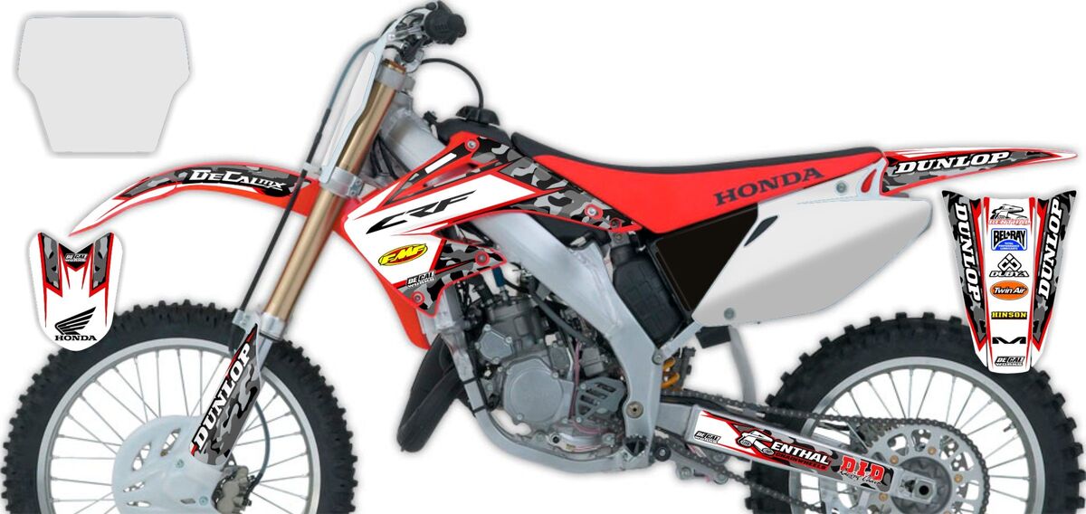 Honda CR125 Black/White Traditional Camo Ready Made Complete Graphics Kit