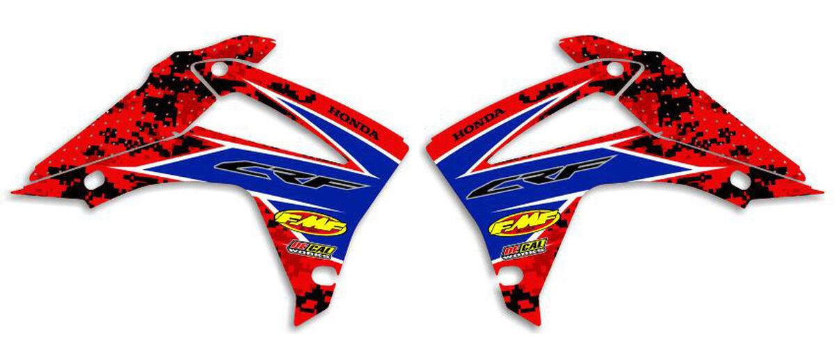 Honda CRF150 Red/Blue Digital Camo Ready Made Full Graphics Kit