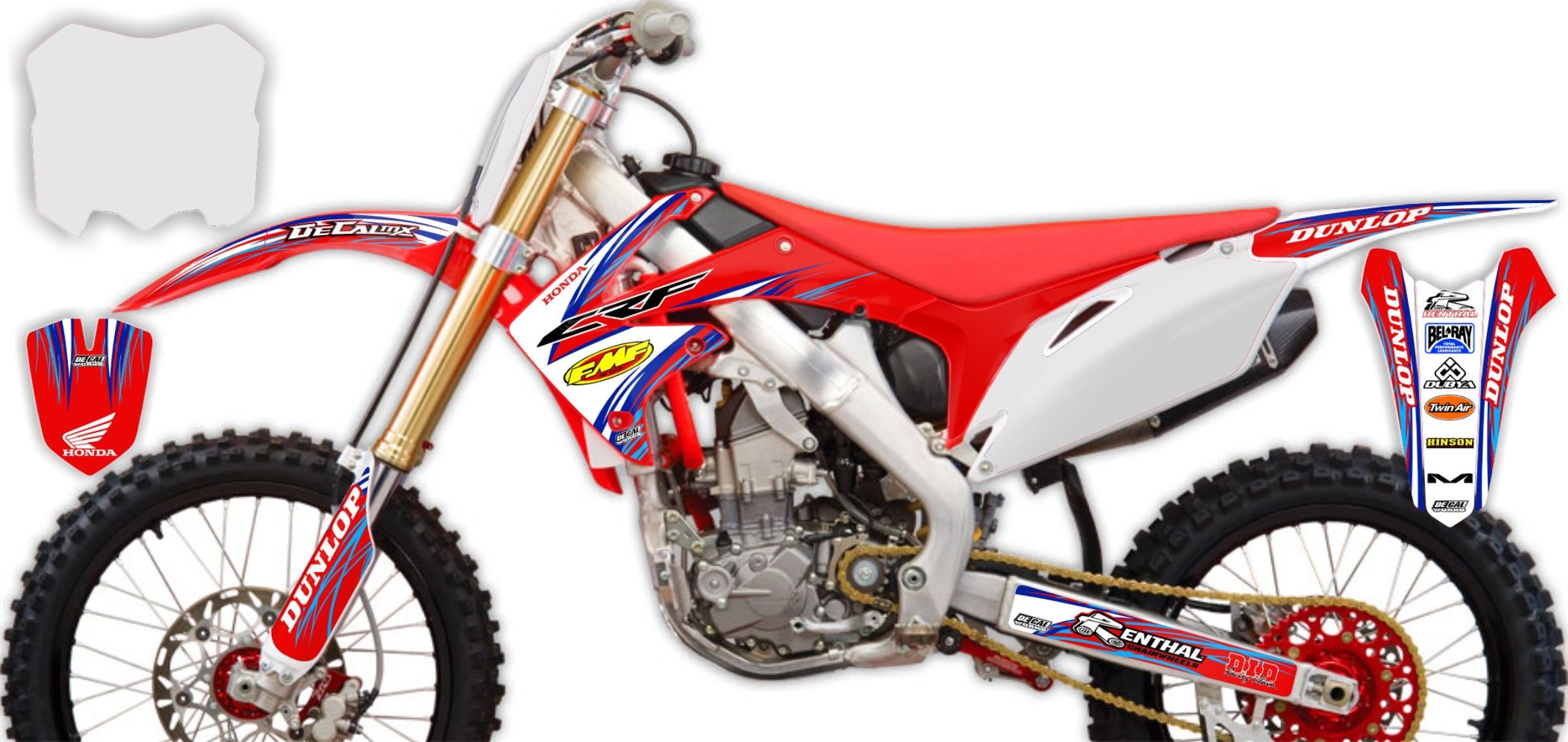Honda CRF450 Red/White T-9 Ready Made Complete Graphics Kit