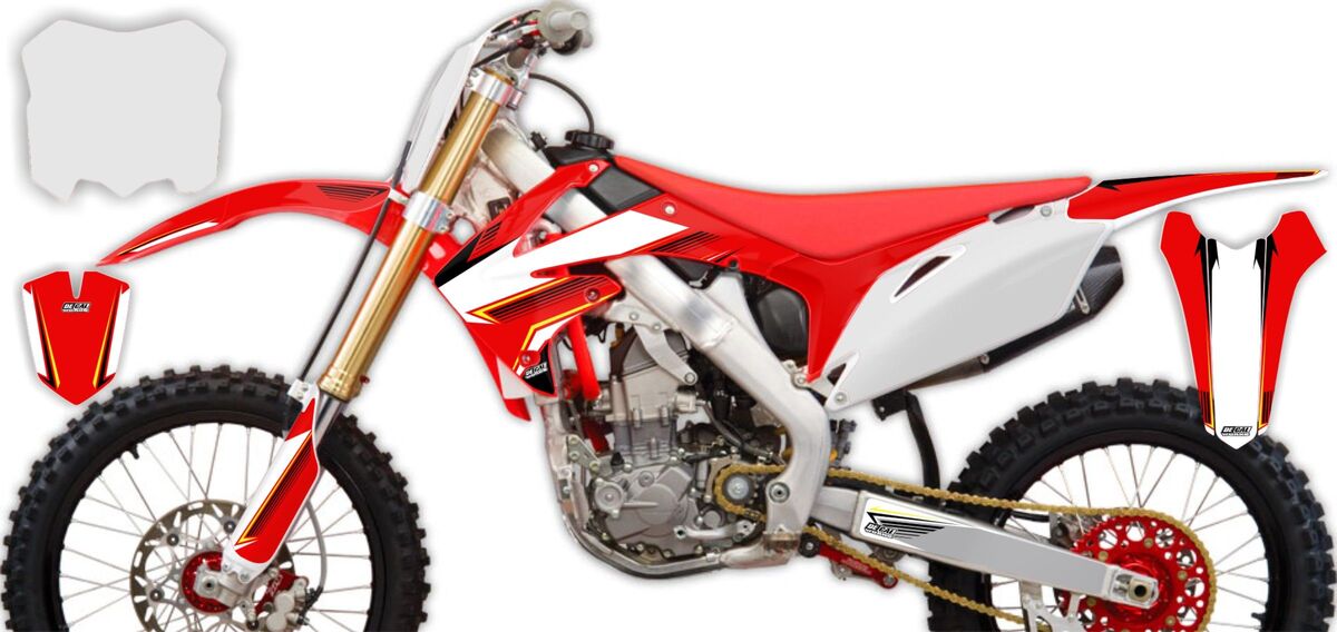 Honda CRF450 Red/White T-12 Number Plate Graphics Kit