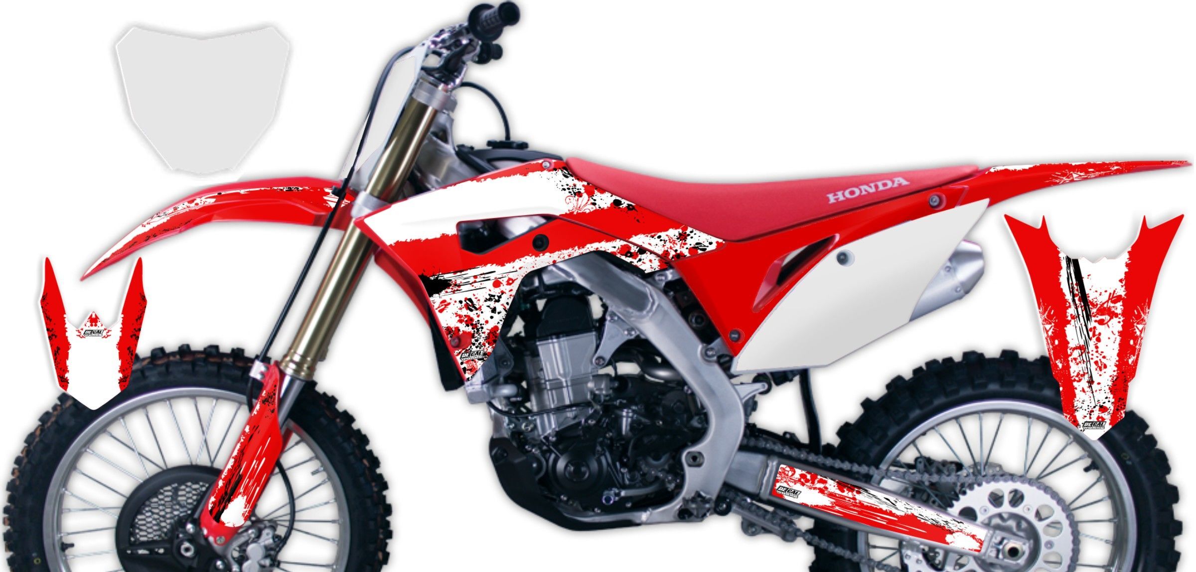 Honda CRF450 Red/White T-5 Semi Custom Complete Graphics Kit