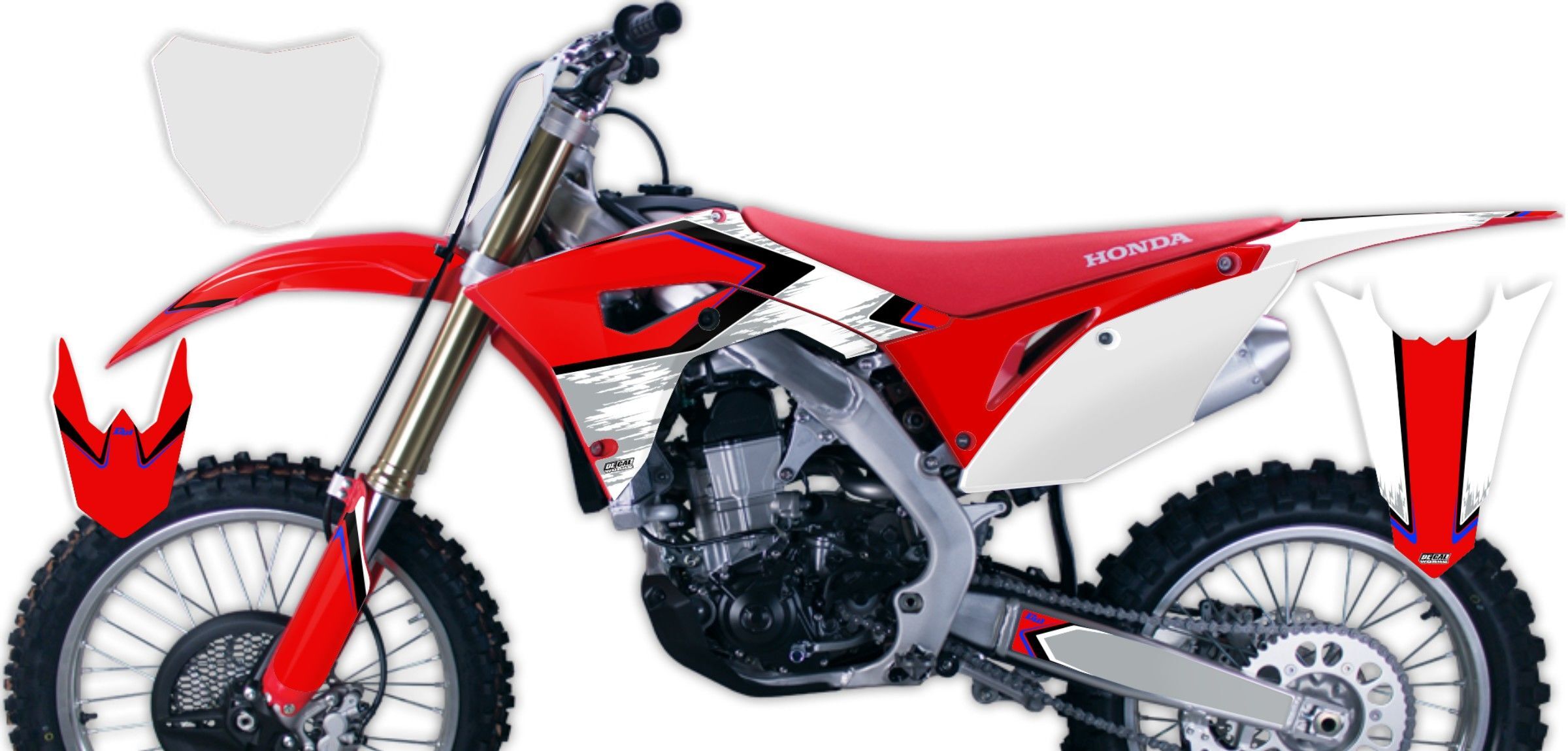 Honda CRF450 White/Red T-17 Semi Custom Complete Graphics Kit