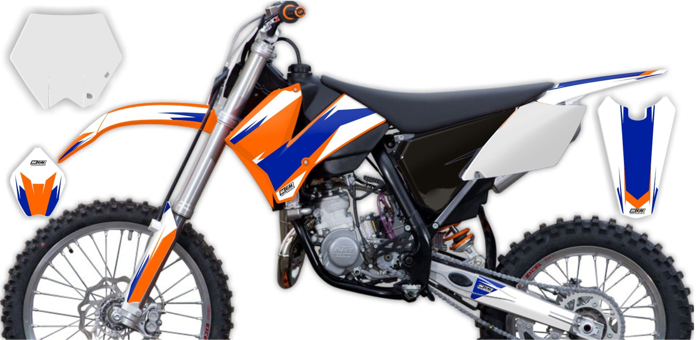 KTM SX85 White/Blue T-3 Semi Custom Complete Graphics Kit