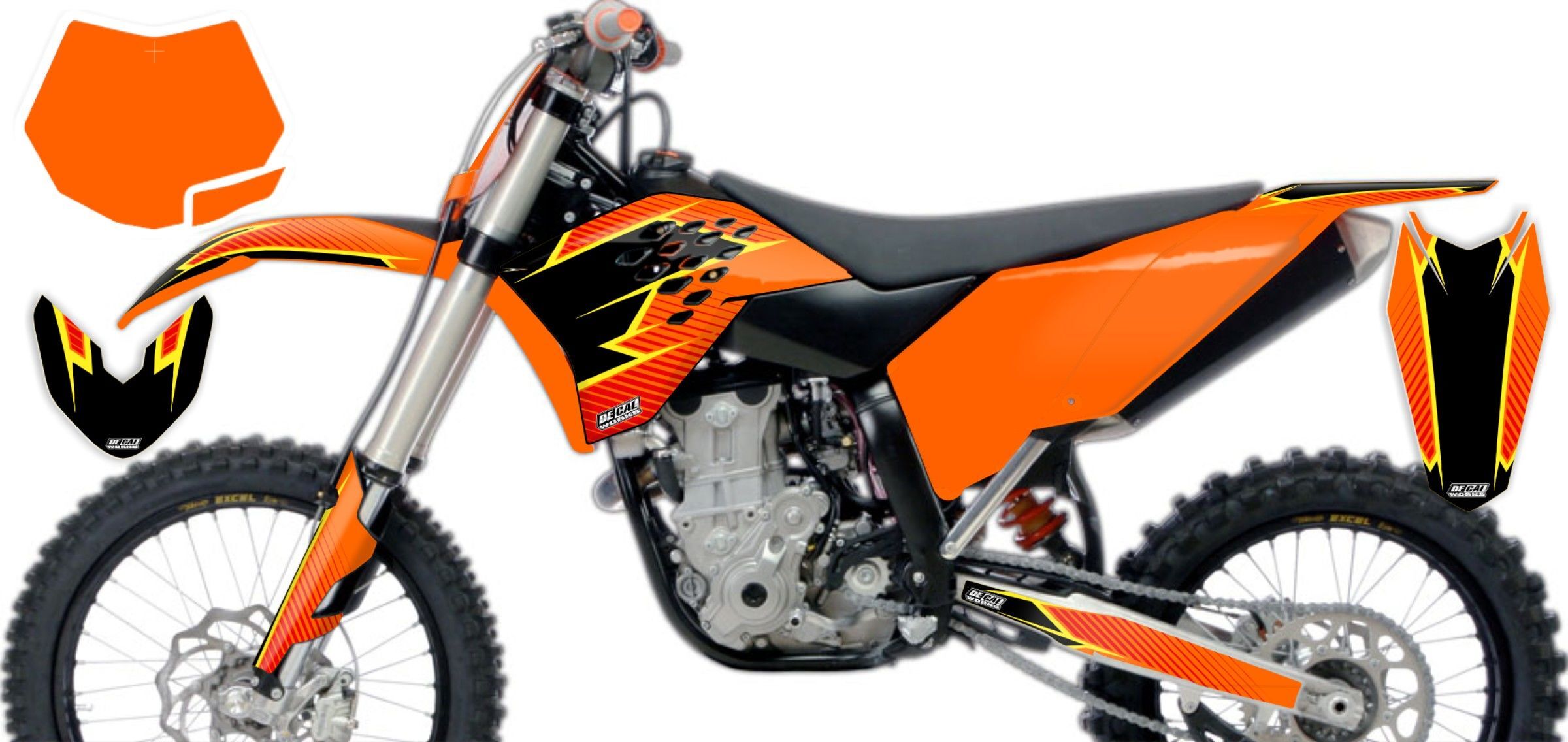 KTM SXF Orange/Black T-11 Number Plate Graphics Kit