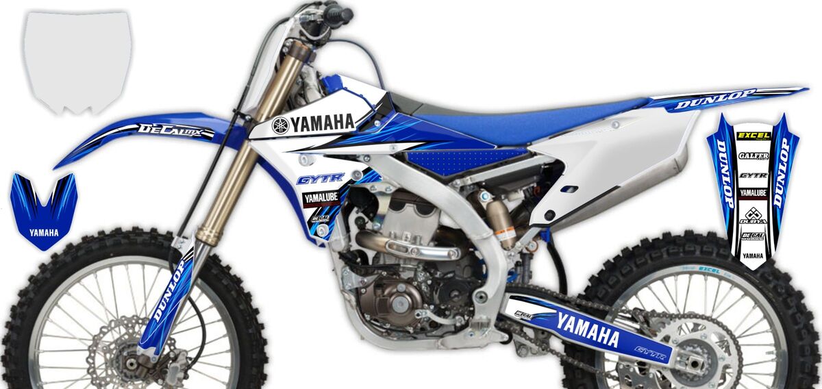 Yamaha YZ450F Blue/White T-9 Number Plate Graphics Kit