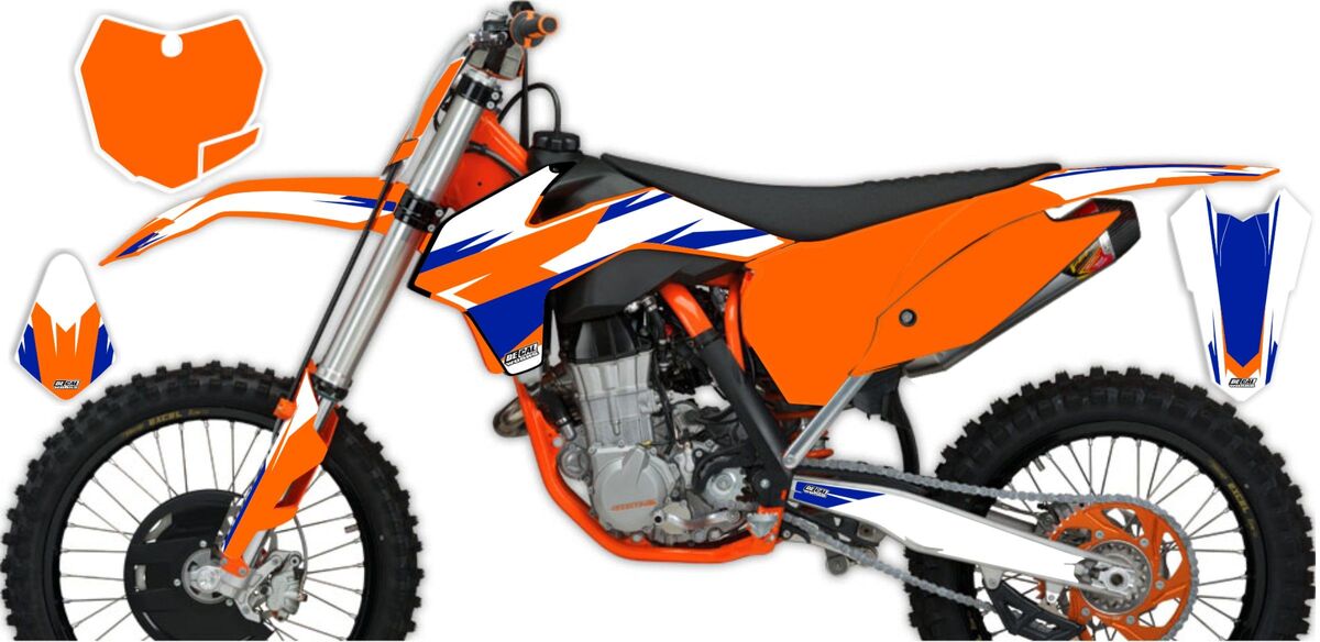KTM SXF White/Blue T-3 Semi Custom Rad Graphics Kit