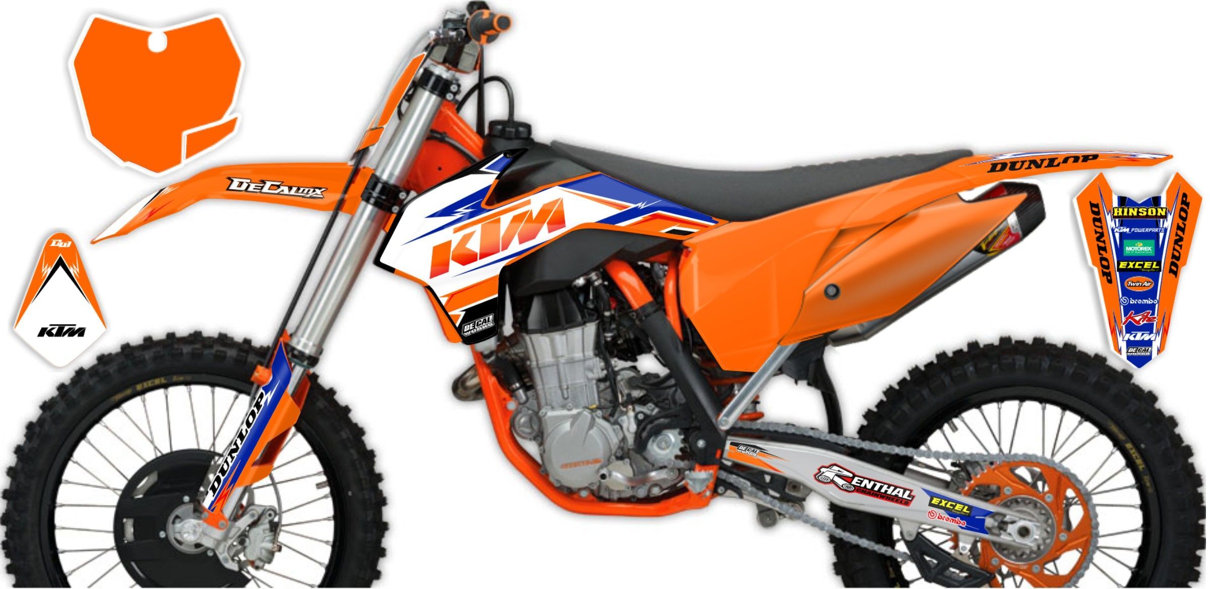 KTM SXF White/Blue T-15 Ready Made Full Graphics Kit