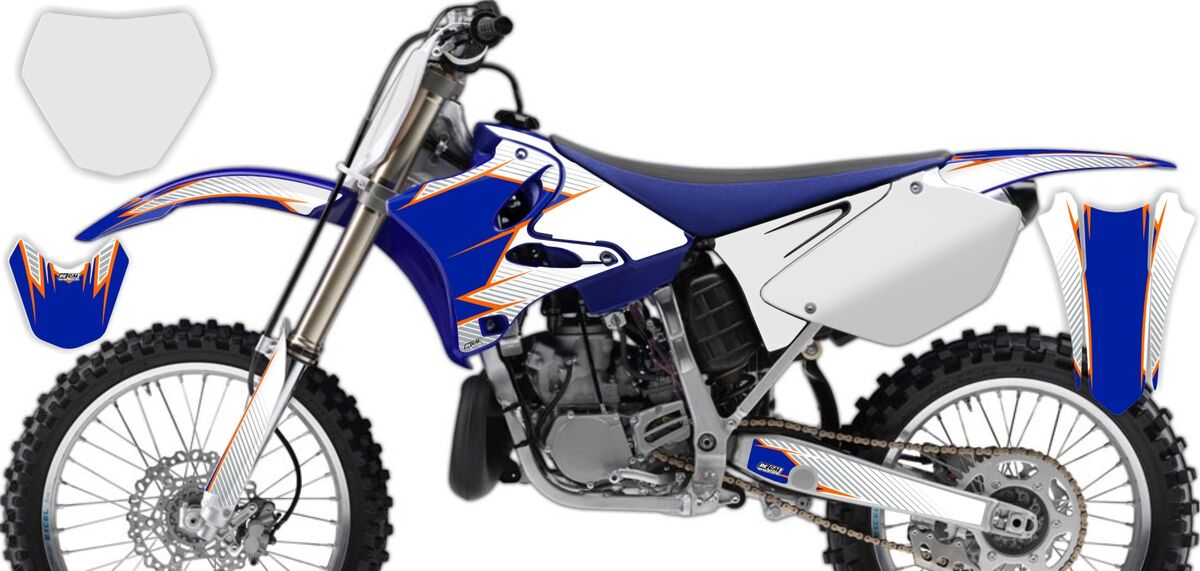 Yamaha YZ250 White/Blue T-11 Semi Custom Full Graphics Kit