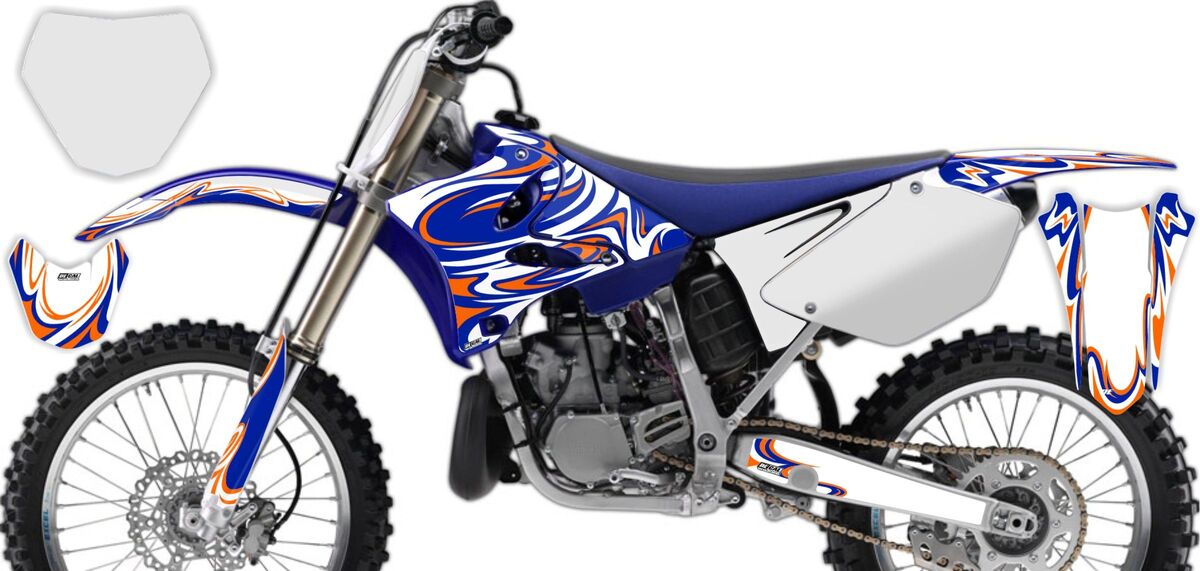 Yamaha YZ250 White/Blue T-7 Semi Custom Complete Graphics Kit