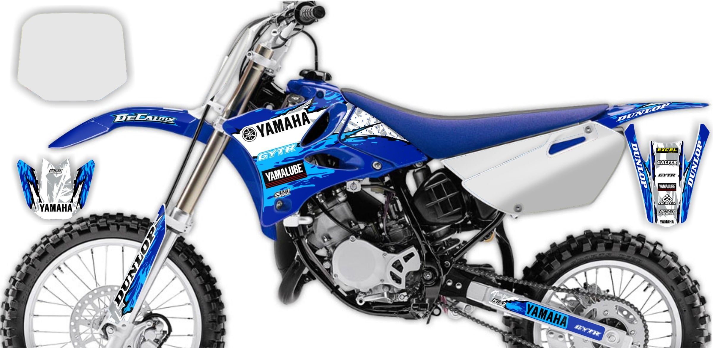 Yamaha YZ85 Blue/White T-10 Number Plate Graphics Kit