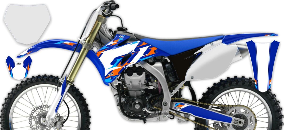 Yamaha YZ450F Blue/White T-6 Semi Custom Full Graphics Kit
