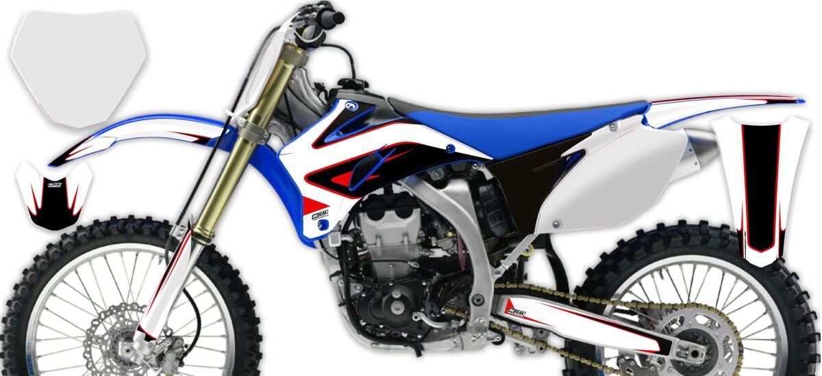 Yamaha YZ450F White/Black T-2 Semi Custom Complete Graphics Kit